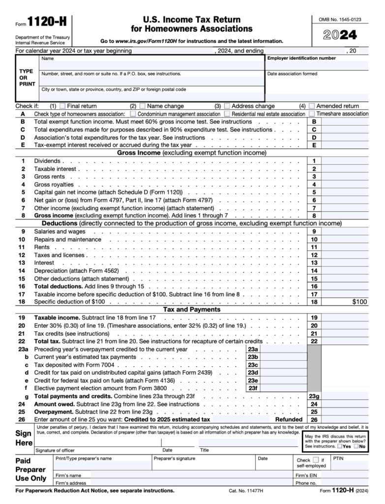 How to File Form 1120-H – Guide for Homeowners Associations