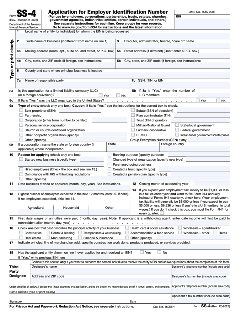 How to File Form SS‑4 Step by Step Instructions