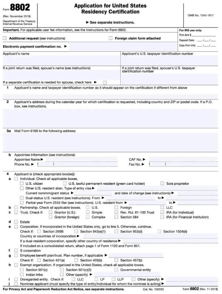 How to File Form 8802: U.S. Residency Certification